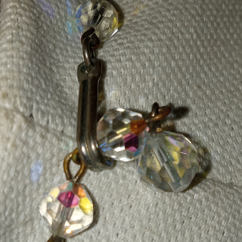 Vintage 3 Tier Crystal Aurora Borealis Beaded Hook Ne… - Gem